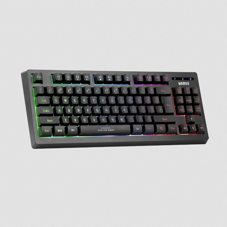 MARVO Scorpion K607 87 Key Membrane Gaming Keyboard 3 Color Backlight ...